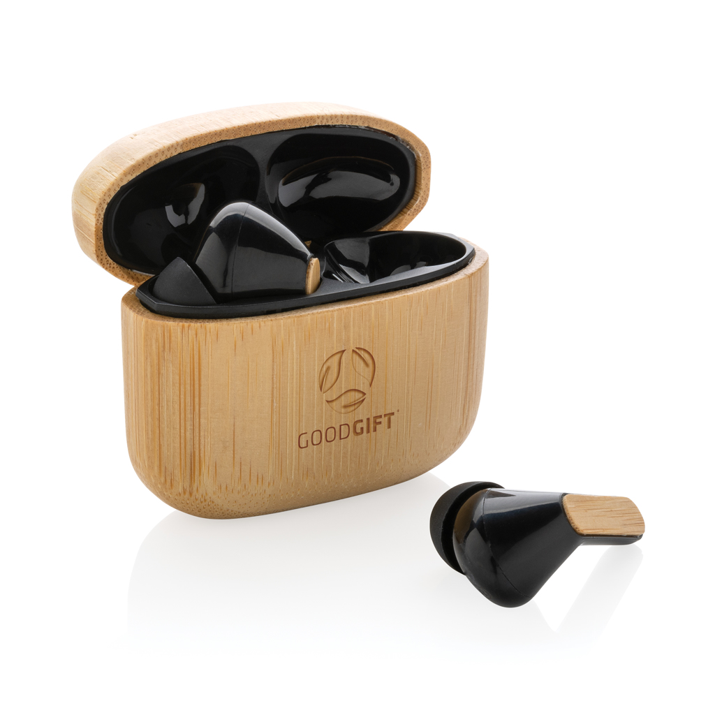 RCS recycled plastic & bamboo TWS earbuds - Ekoman.si